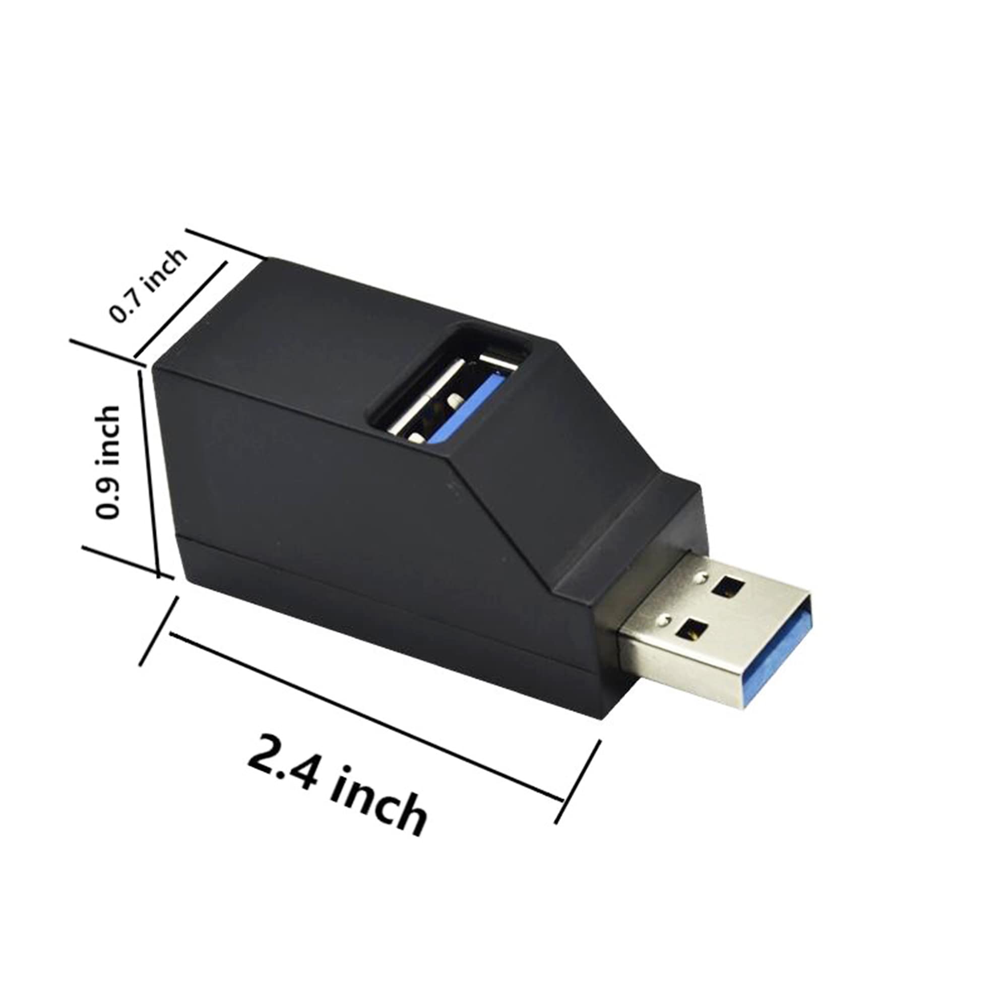 SHANFEILU USB Hub 90 Degree Splitter 3 Port USB 3.0 Adapter Portable Powered Data USB Hub High Speed Transfer for PC Laptop USB Flash Drives Black