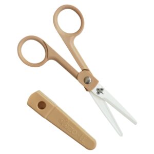 ceramic food scissors zoli snip sandstone tan | kitchen scissors, stain-resistant, durable, material shears for food, bite-sized toddler food