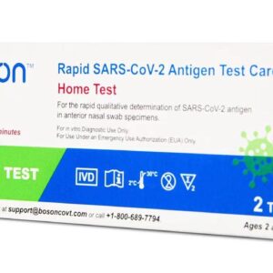 Boson Rapid SARS-CoV-2 Antigen Test Card, FDA EUA Authorized OTC at-Home Self Test, Results in 15 Minutes, 2 Tests Per Pack, Convenient and Comfortable to use