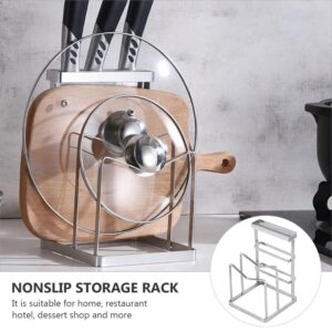 UPKOCH Block Kitchen Utensil Holder Stainless Steel Organizer Cutting Board Pot Pan Lid Holder Cutlery Storage Rack Kitchenware Organizer For Kitchen Home Dining