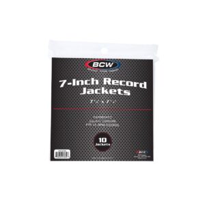 bcw 7 inch record paper jacket - no hole - black (10 ct) | heavy 20-point cardboard jacket covers | perfect for 45 rpm record protection and storage | archival quality record jackets