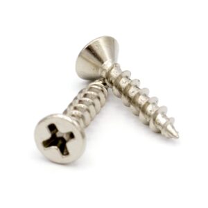 yellowbird #6 x 3/4" european concealed hinge screw - flat head phillips - nickel wood - bit included - 1000 ct.