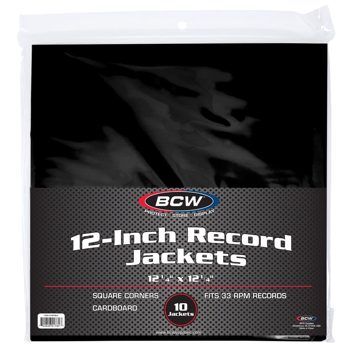 BCW Black Cardboard Record Jacket 12-Inch | Protects 33⅓ RPM Vinyl Records | Heavy 20-Point Acid-Free Cardboard | Blank LP Sleeves | Durable Outer Jackets | 10 Pack