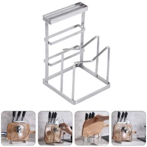 UPKOCH Block Kitchen Utensil Holder Stainless Steel Organizer Cutting Board Pot Pan Lid Holder Cutlery Storage Rack Kitchenware Organizer For Kitchen Home Dining