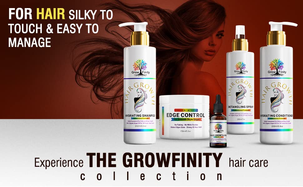 GrowFinity Biotin and Argan Oil Hair Spray | Detangling Leave-in Conditioner for Faster Growth and Regrowth | Hair Loss Treatment