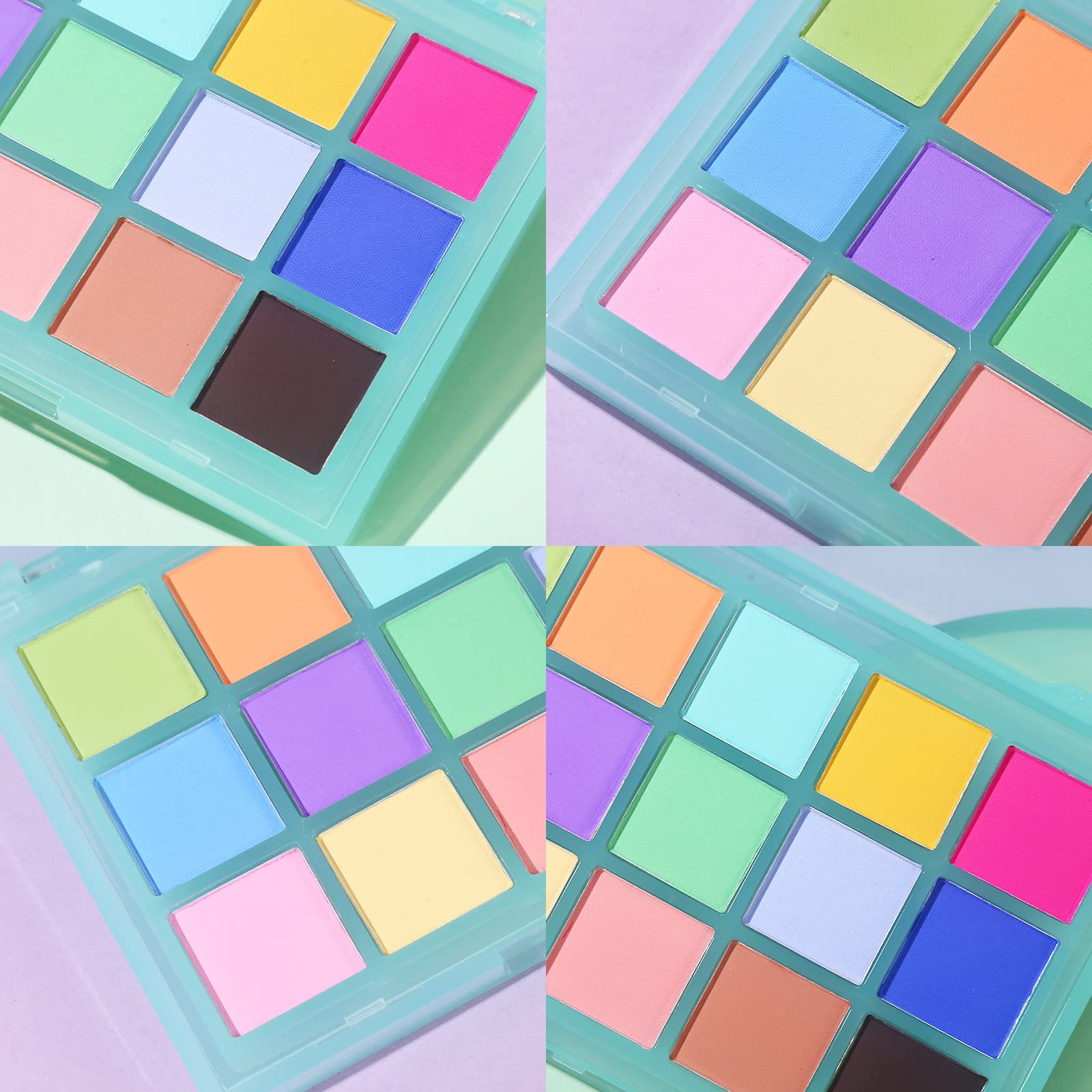 UCANBE Colorful Matte Makeup Eyeshadow Palette, 15 Shades Vibrant MACARON Pastel Eye Shadow Pallet, High Pigmented Blendable Rainbow Make Up Plattet Kit - Mint Candy