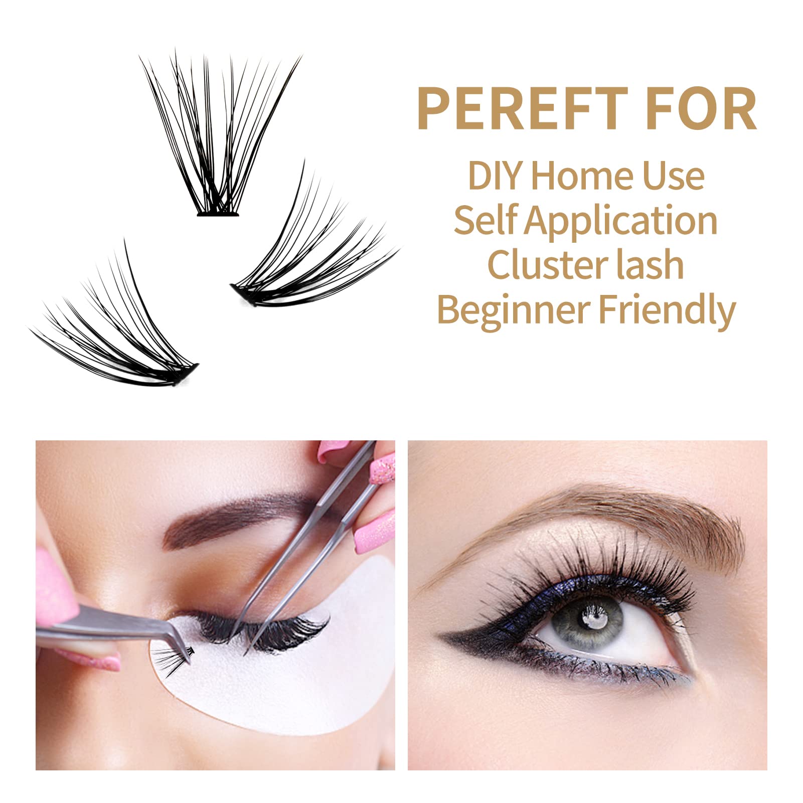 Individual Lash Glue Lash Cluster Glue DIY Eyelash Extension Adhesive Long Lasting Waterproof Low Irritation Eyelash Glue for Professional and Self Use Individual Cluster Lashes Black Glue (5ml)