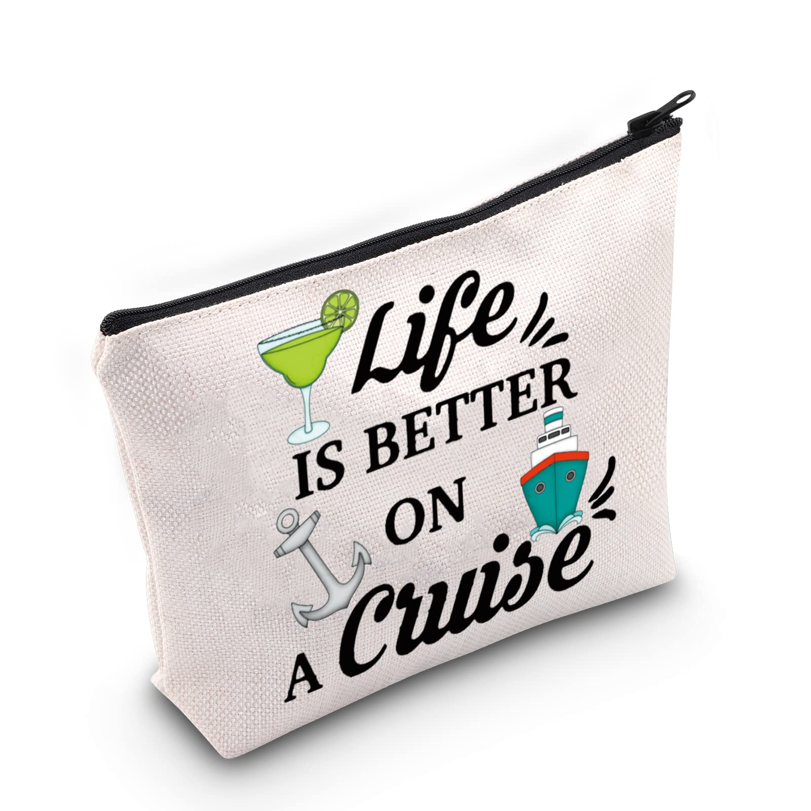 ZJXHPO Cruise Vacation Cosmetic Bag Life Is Better On A Cruise Makeup Bag With Zipper Summer Vacation Travel Case Beach Life Gift (Cruise)