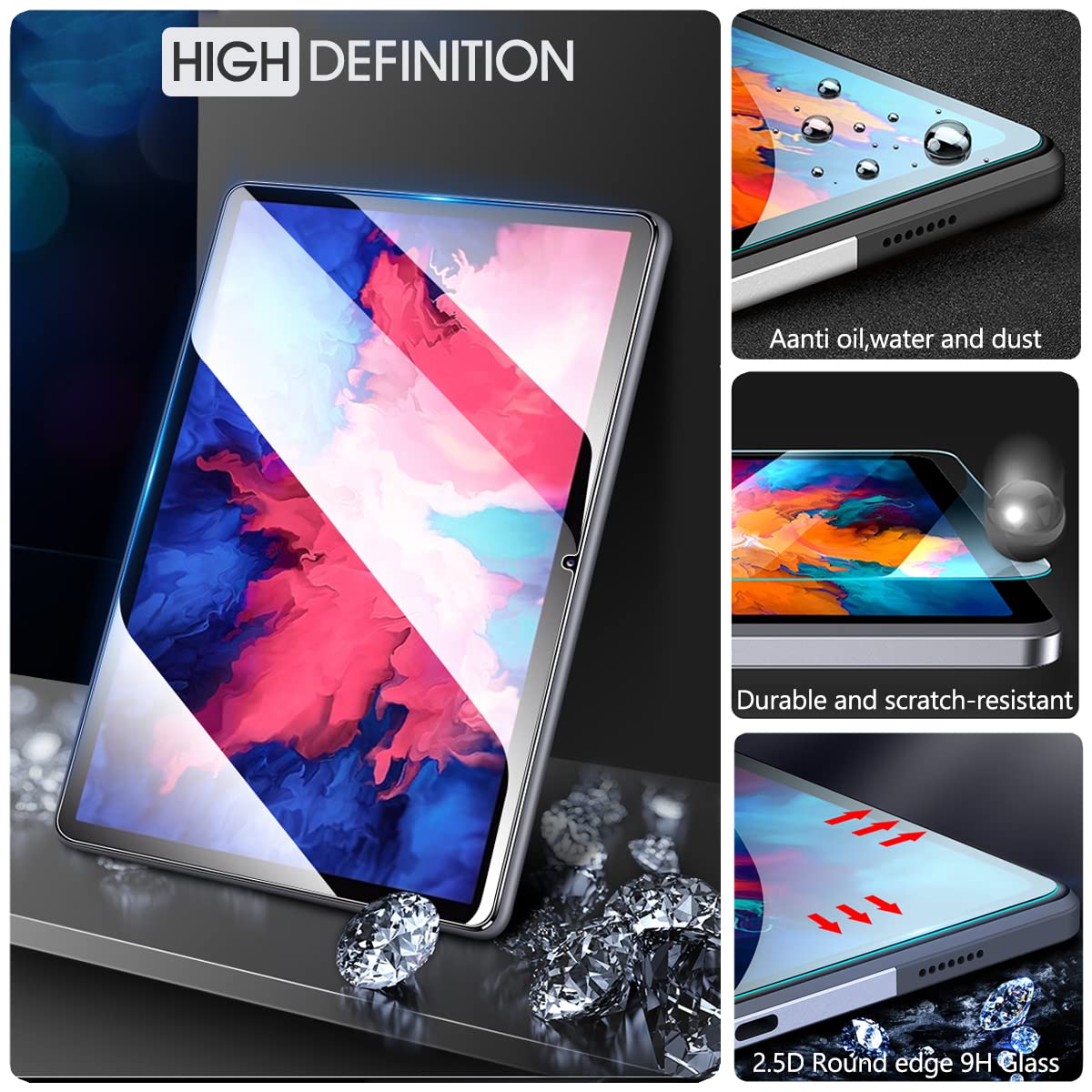 Wineecy Backlit Keyboard Case with Screen Protector for Lenovo Tab M10 Plus 3rd Gen (2022) 10.6 Inch, 7 Colors Light Detachable Wireless Keyboard Slim Stand Cover with Tempered Glass Screen Protector