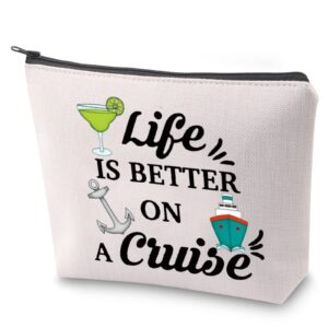 zjxhpo cruise vacation cosmetic bag life is better on a cruise makeup bag with zipper summer vacation travel case beach life gift (cruise)