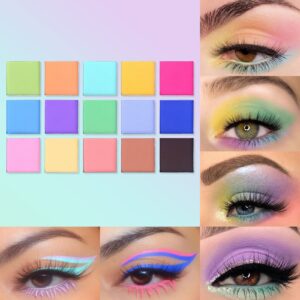 UCANBE Colorful Matte Makeup Eyeshadow Palette, 15 Shades Vibrant MACARON Pastel Eye Shadow Pallet, High Pigmented Blendable Rainbow Make Up Plattet Kit - Mint Candy