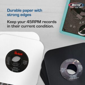 BCW 7 Inch Vinyl Record Paper Inner Sleeves - Round Corners - Black | Pack of 50 | Protective LP Album Sleeves for Vinyl Storage and Preservation | Compatible with 45 RPM Albums