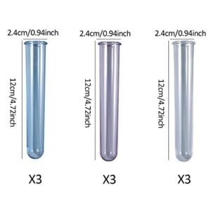 FineInno 9 Pcs Test Tubes, Plastic Plant Propagation Station Silicone Molds Transparent Tubes, Flowers Acrylic Test Tubes Round for Casting Mold