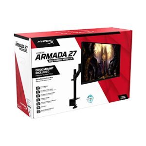 HyperX Armada 27 – Gaming Monitor – 27-inch, QHD (2560x1440), 165Hz Refresh Rate, IPS Panel, 1ms Response Time, NVIDIA® G-SYNC® Compatible, Desk Mount Included - HDMI and Display Port,Black