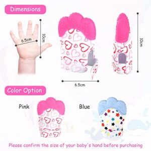 2Pack Silicone Teething Mitt, Soothing Infant Teething Mitten Pain Relief, Prevent Scratches Glove, Safe Silicone Teething Toys for 0-12 Months