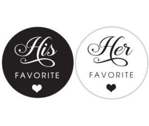 1.9 inch his favorite her favorite black white stickers wedding favors decoration 60 labels