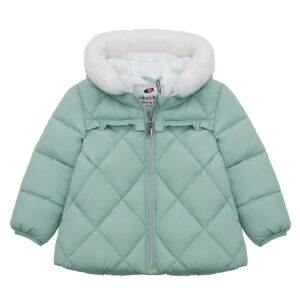 rokka&rolla baby girls' water-resistant puffer jacket hooded winter coat with soft mini fur lining for newborn infant toddler