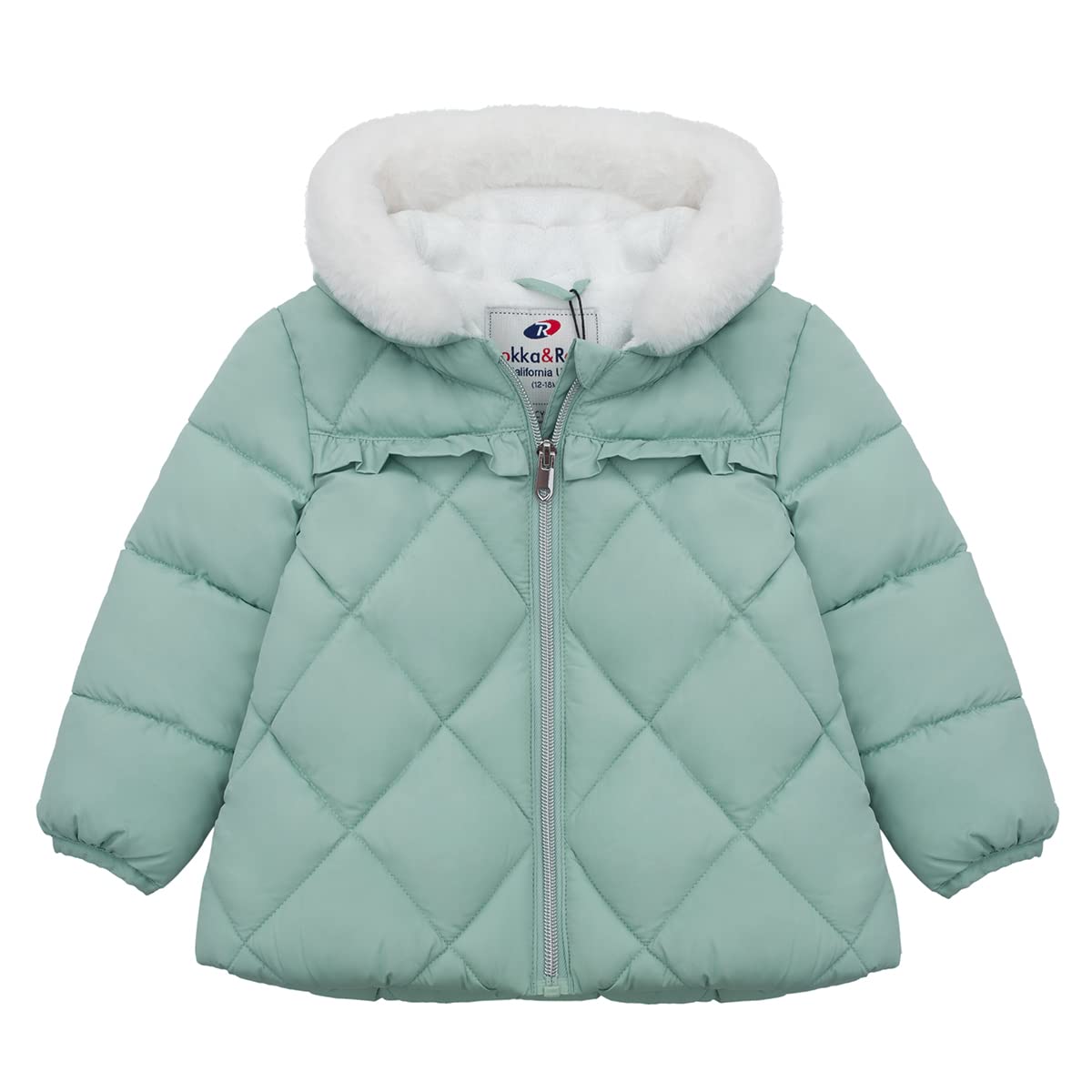 Rokka&Rolla Baby Girls' Water-Resistant Puffer Jacket Hooded Winter Coat with Soft Mini Fur Lining for Newborn Infant Toddler