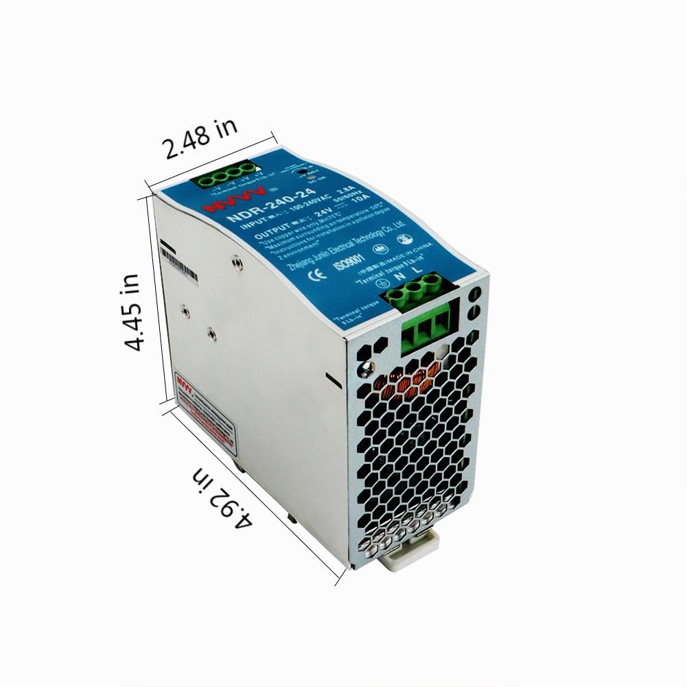 NVVV NDR-240-24 24V 10 Amp 240W Industrial DIN Rail Power Supply Input Voltage 100 to 240 with PFC