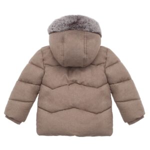 Rokka&Rolla Baby Boys' Sherpa Lined Puffer Jacket Warm Winter Coat with Mini Fur Trim Hood for Newborn Infants Toddler