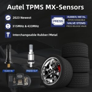 Autel TPMS Sensors 2in1 MX-Sensor 315MHz + 433MHz Press-in Tire Pressure Monitor System Sensor OE-Level TPMS Sensor Programmable by Autel TPMS Tool with TS408 TS508WF TS601, (Metal Stem Set of 16)