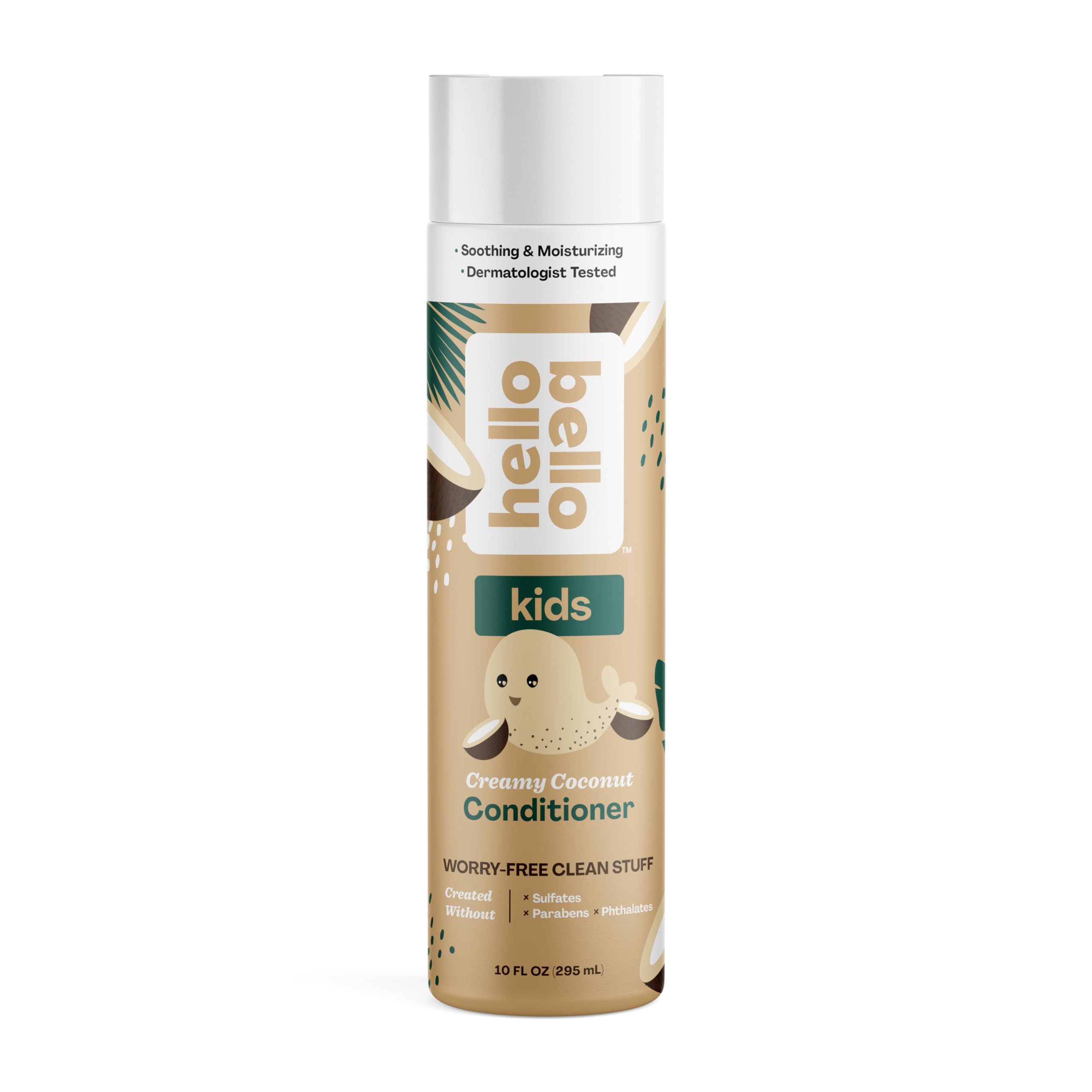 Hello Bello Kids Conditioner - Gentle Hypoallergenic Tear-Free Formula - Vegan and Cruelty-Free - Creamy Coconut Scented - 10 fl oz