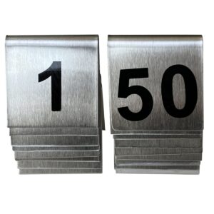 1-50 stainless steel number tent table number for restaurants cafes bars 2"x2"