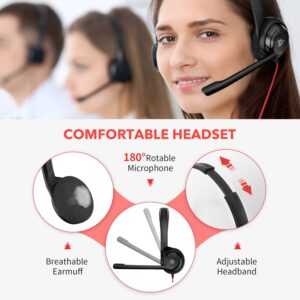 NUBWO HW02 Wired Office Headset with Mic, USB C/3.5mm Jack, Noise Cancelling, in-Line Control, Comfortable Call Center Computer Headset for Laptop, PC, Mac