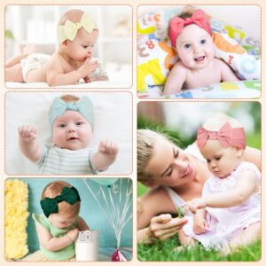 32 Pcs Baby Nylon Headbands Hairbands with Bows Elastics Handmade Hair Accessories Stretchy Headband Jacquard Design for Newborn Infant Baby Girls Toddlers Kids