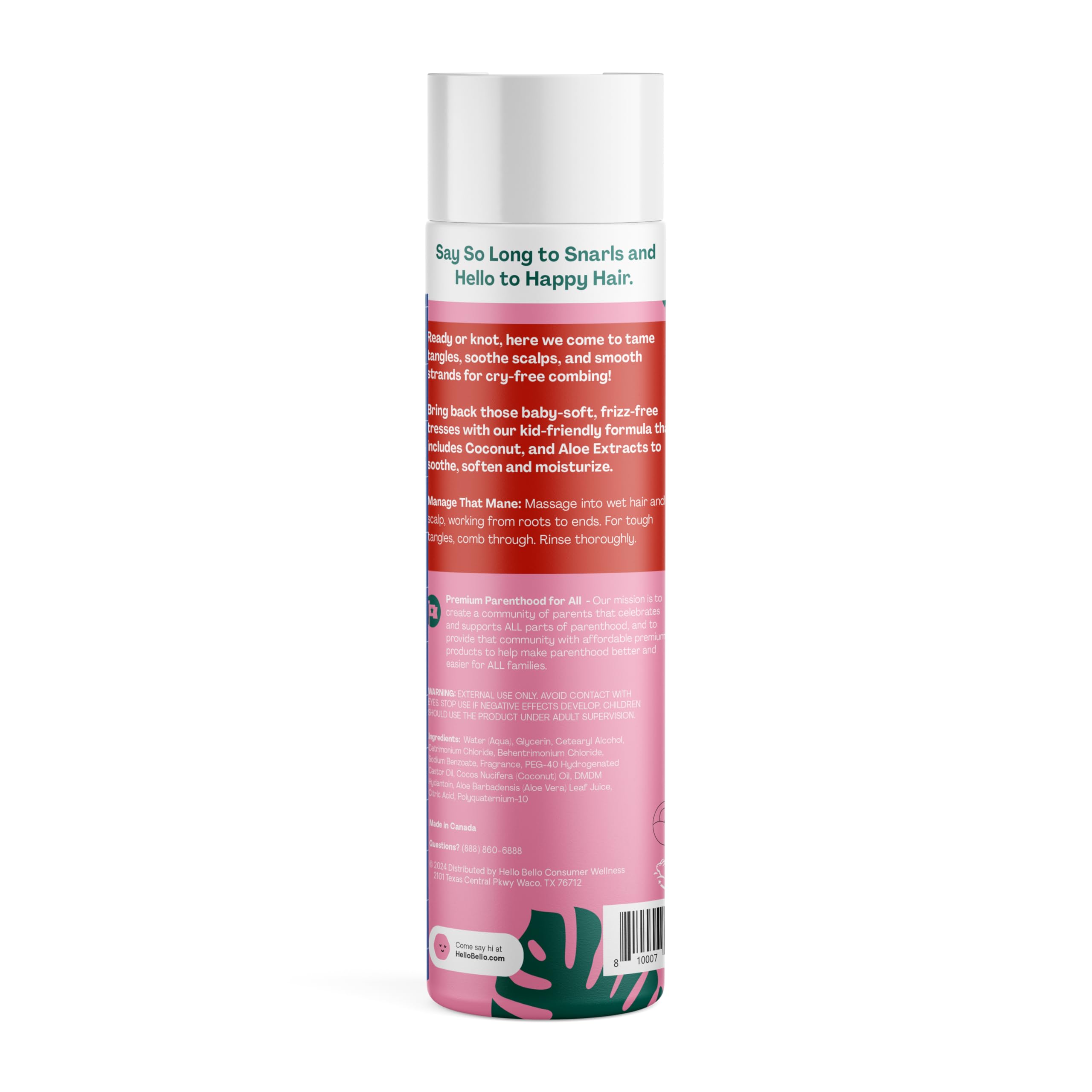 Hello Bello Kid’s Conditioner - Hypoallergenic, pH-Balanced & Dermatologist-Tested - Thoughtful Ingredients - Watermelon, 10 Fl Oz (1 Pack)