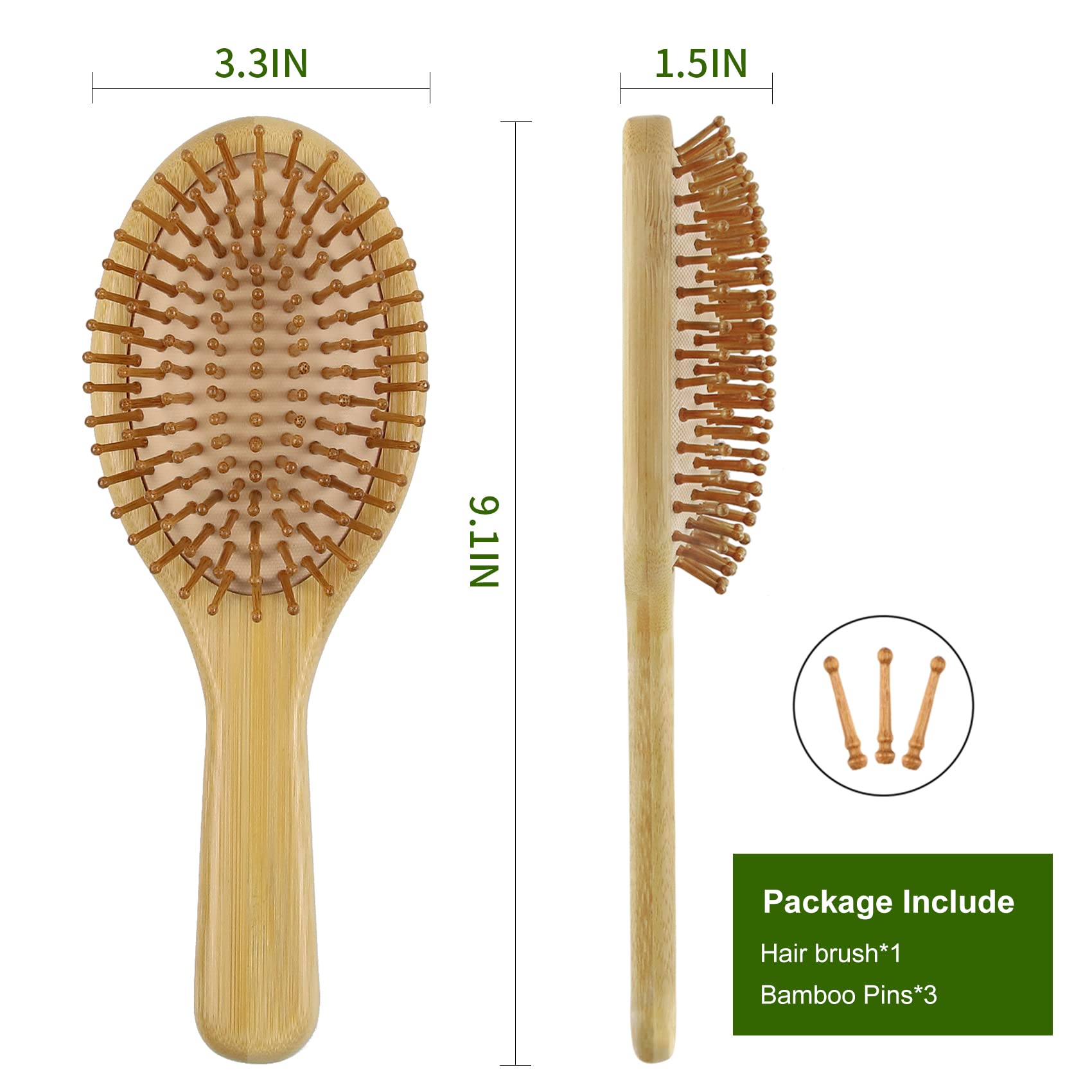 MRD Hair brush, Natural Bamboo Paddle Detangling Hairbrush, Massage Scalp Thick/Thin/Curly/Dry Hair For Women & Men Yellow