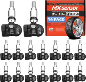 autel tpms sensors 2in1 mx-sensor 315mhz + 433mhz press-in tire pressure monitor system sensor oe-level tpms sensor programmable by autel tpms tool with ts408 ts508wf ts601, (metal stem set of 16)