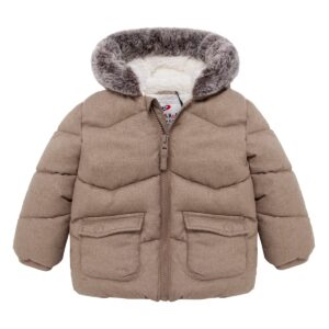 rokka&rolla baby boys' sherpa lined puffer jacket warm winter coat with mini fur trim hood for newborn infants toddler