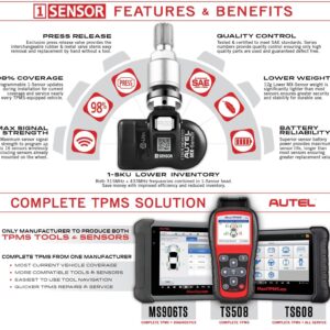 Autel TPMS Sensors 2in1 MX-Sensor 315MHz + 433MHz Press-in Tire Pressure Monitor System Sensor OE-Level TPMS Sensor Programmable by Autel TPMS Tool with TS408 TS508WF TS601, (Metal Stem Set of 16)