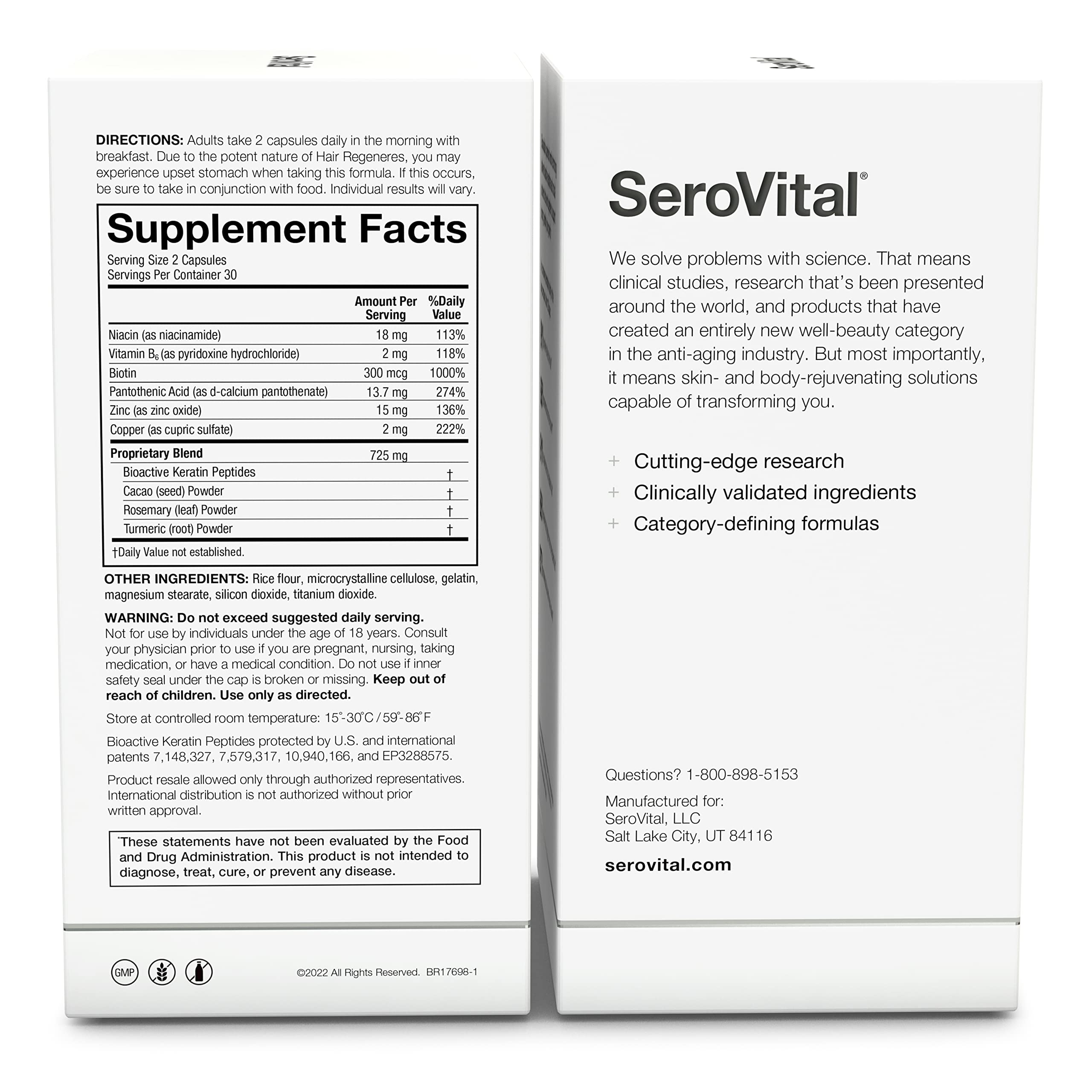 SeroVital Hair Regeneres - Formulated For Women Seeking Enhanced Hair Growth - Supports Noticeable Decrease in Age-Related Hair Loss and Shedding - (60 Count)