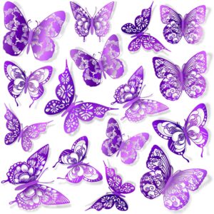 3d butterfly wall decor butterflies wall sticker removable diy hollow pvc butterfly wall decals for kids baby bedroom girls child teens nursery classroom living room wedding birthday cake party