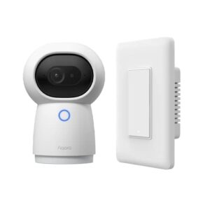 aqara 2k security indoor camera hub g3 plus smart light switch (no neutral, single rocker), ai facial and gesture recognition, infrared remote control, 360° viewing angle via pan and tilt