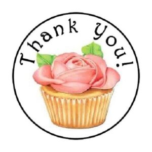 48 pcs thank you cupcake #3​​​​​​​​​​ stickers envelope seals labels round tags, stamps sticker for gift cards, envelopes, boxes for holiday, birthday, christmas