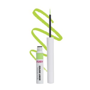 ruby kisses color liquid eyeliner water resistant long lasting eyeliner 3 ml (0.10 fl.oz.) (neon green)