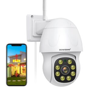 boavision 4mp security camera outdoor,360° view video surveillance cameras,human tracking,motion detection alerts,pan & tilt,full color night vision,wireless wi-fi home security system