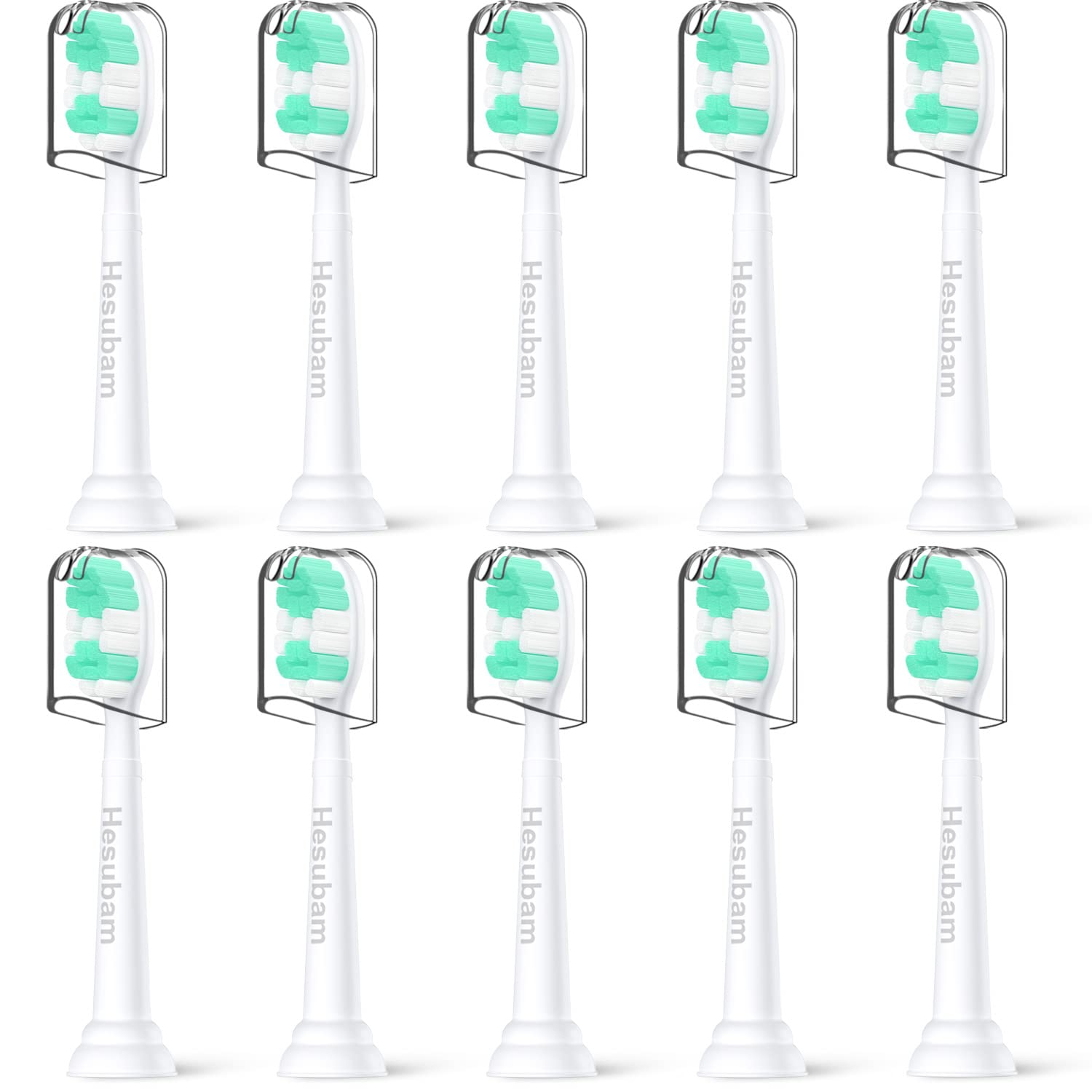 Hesubam Replacement Toothbrush Heads for Philips Sonicare ProtectiveClean 4100 5100 6100 FlexCare Proresults 2 Series C2 C1 G2 W2 W3 G3 HX9023 HX6250, 10pk Electric Brush Heads