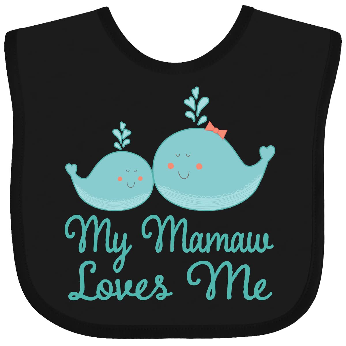 inktastic Mamaw Loves Me Whale Grandchild Baby Bib Black 2df63