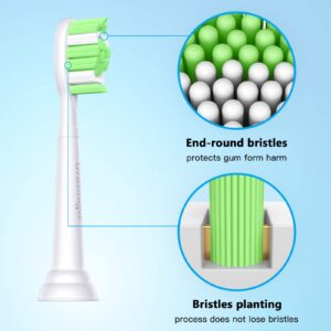 Grasnugie Replacement Toothbrush Head for Philips Sonicare FlexCare ProtectiveClean HealthyWhite 6100 5100 4100 1100 W2 W3 C2 C3 G2 G3 HX6062 HX6064 Electric Toothbrush, 10 Brush Heads