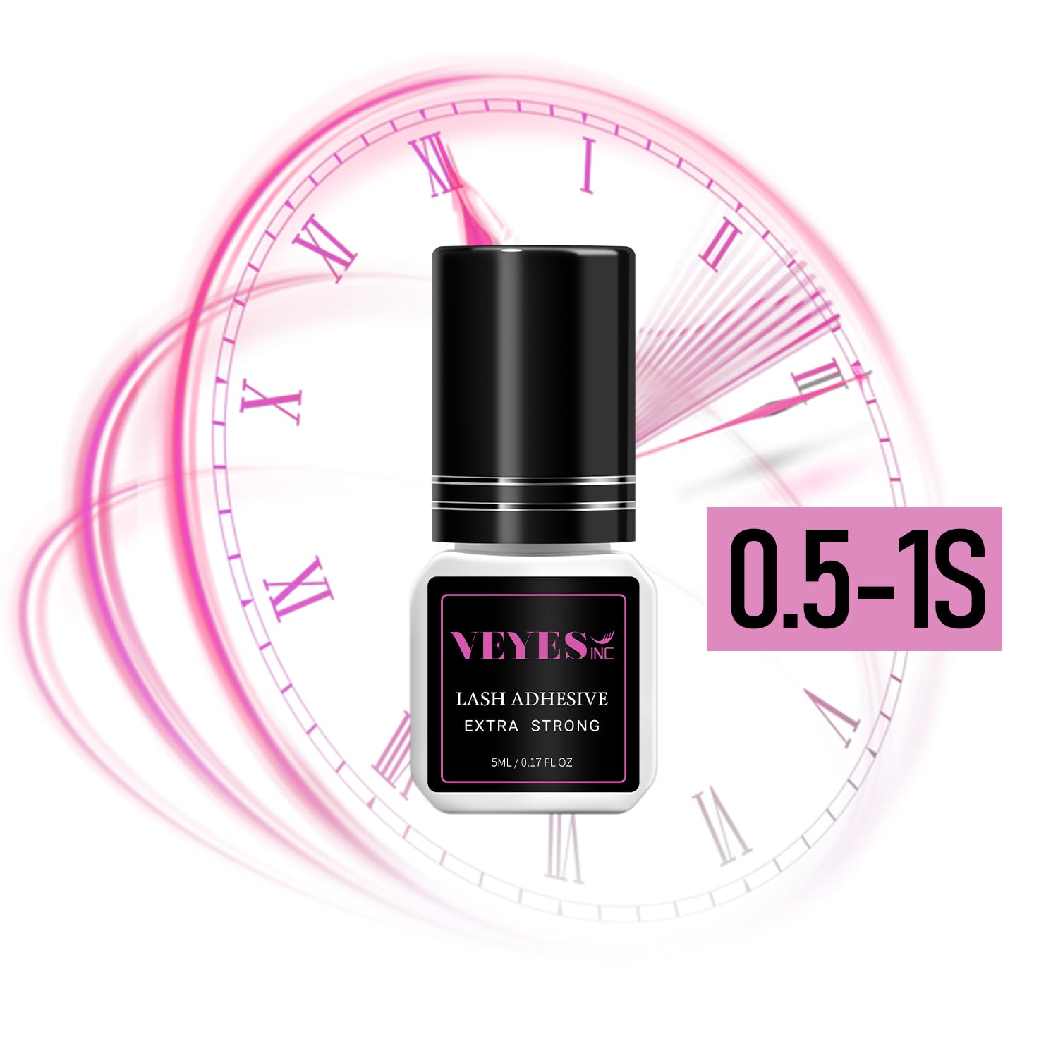 VEYES INC Eyelash Extension Glue - Extra Strong Professional Lash Glue 5ml | 1 Sec Drying time | Retention - 8 Weeks | Black Adhesive for Semi-Permanent Extensions Professional Use Only