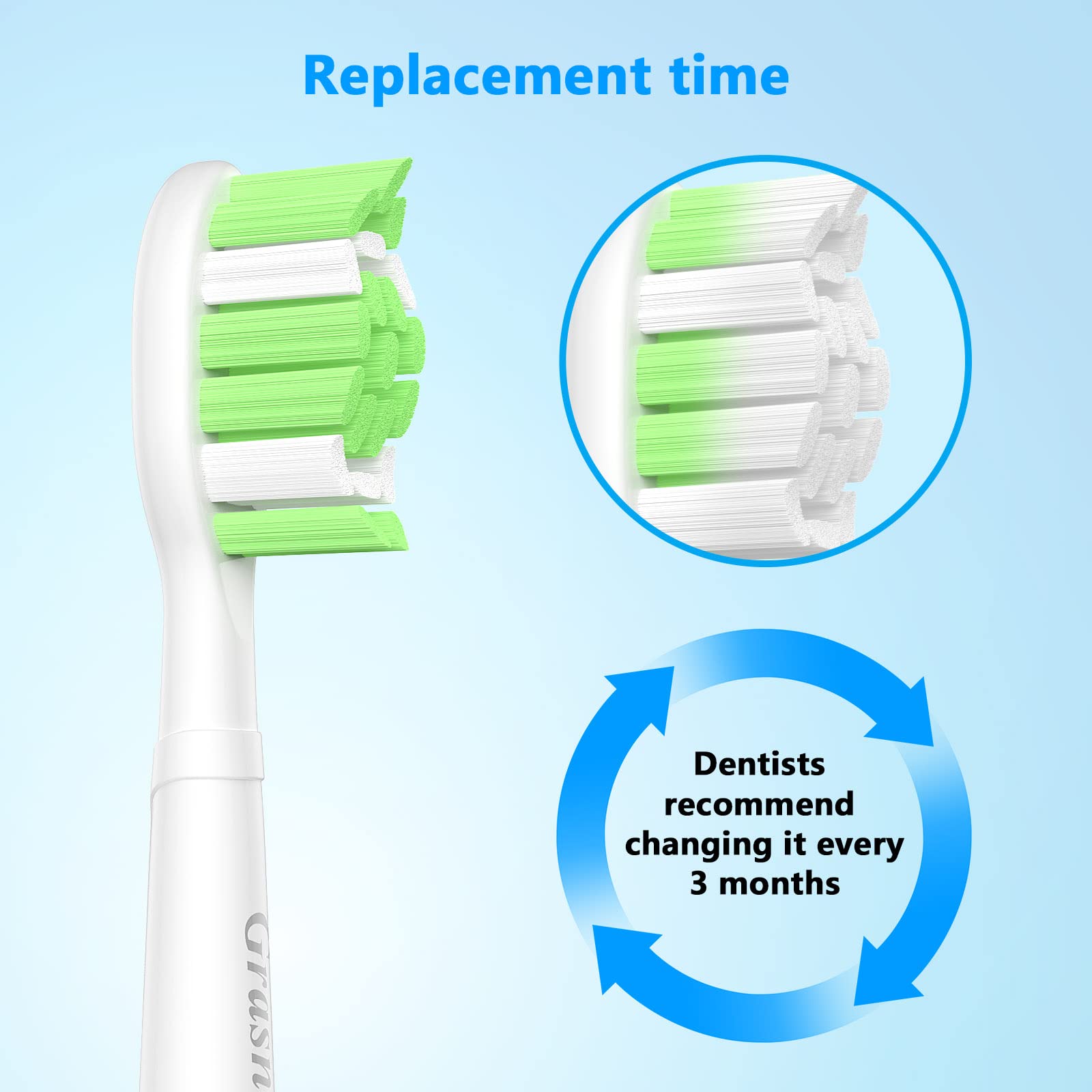 Grasnugie Replacement Toothbrush Head for Philips Sonicare FlexCare ProtectiveClean HealthyWhite 6100 5100 4100 1100 W2 W3 C2 C3 G2 G3 HX6062 HX6064 Electric Toothbrush, 10 Brush Heads