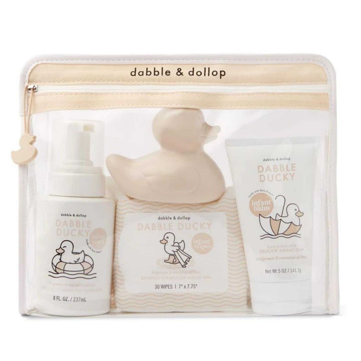 Dabble & Dollop Infant Essentials Kit with Gift Tote - Natural Set for Babies, Fragrance & Essential Oil Free, 100% USA-Made, Dye-Free, Tear-Free, Vegan