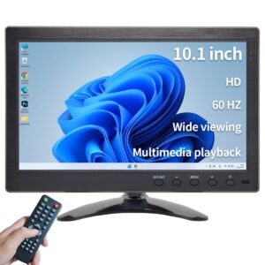 qcvoruno 10.1 inch security monitor & displays, 1024 * 600 resolution, hd/bnc/av/vga/usb input, built-in dual speakers portable lcd monitor, suitable for game cctv pc dvd dslr