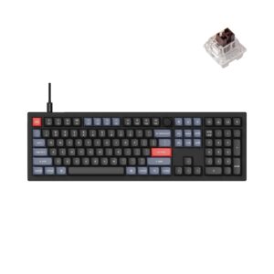 keychron v6 wired custom mechanical keyboard knob version, full-size qmk/via programmable macro with hot-swappable keychron k pro brown switch compatible with mac windows linux black (non-transparent)