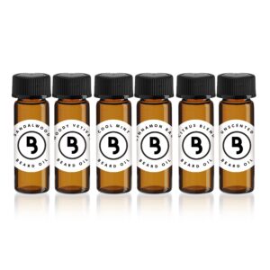 babel alchemy beard oil and conditioner sample pack | 6 scents variety bundle | all natural organic grooming oil for conditioning, softening, and promoting growth