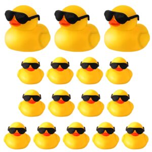 luter rubber bath duck toys, 16 pcs rubber ducks sunglasses ducky float and squeak bath ducky toy cute bath ducks toys for baby shower birthday party supplies